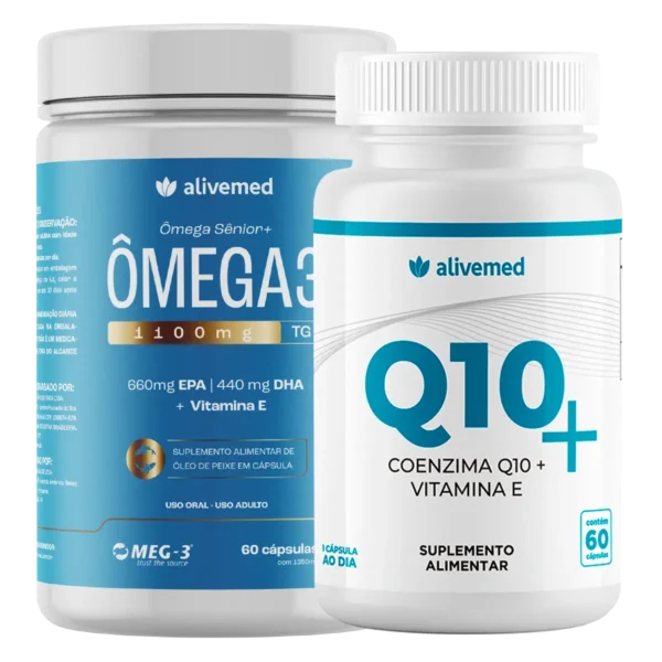 Kit com 1 Ômega 3 + 1 Coenzima Q10 - Alivemed